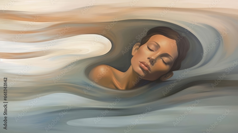 Floating on Emotions: A figure peacefully floating on a gentle ...