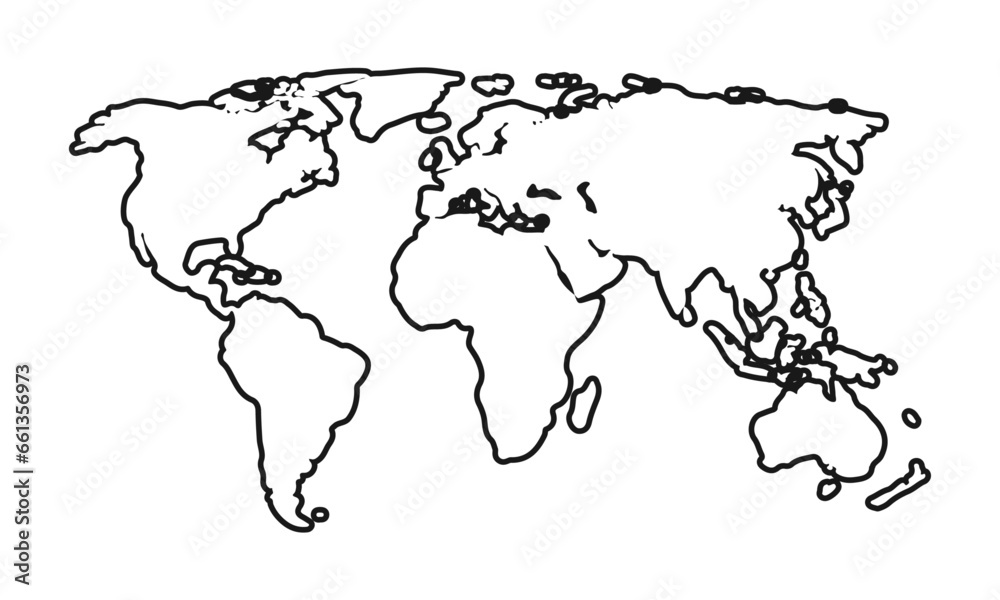 Vector white background of world map with line art design Stock Vector ...
