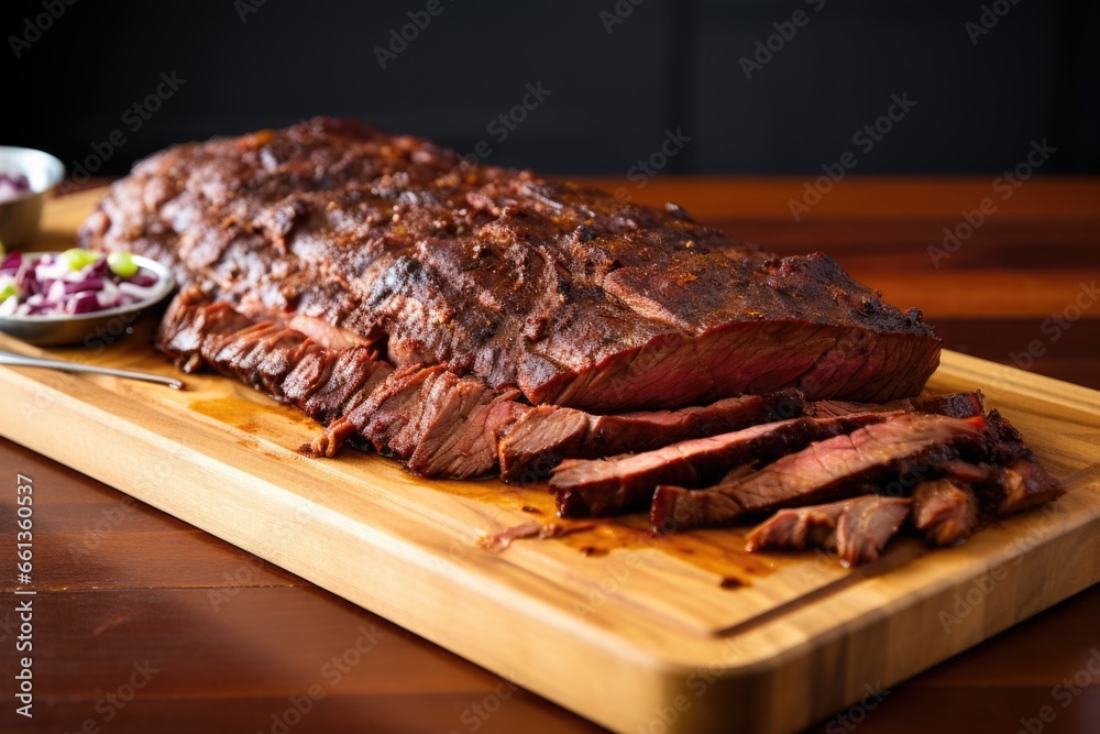 slow-cooked bbq brisket slab ready to be sliced Stock Photo | Adobe Stock