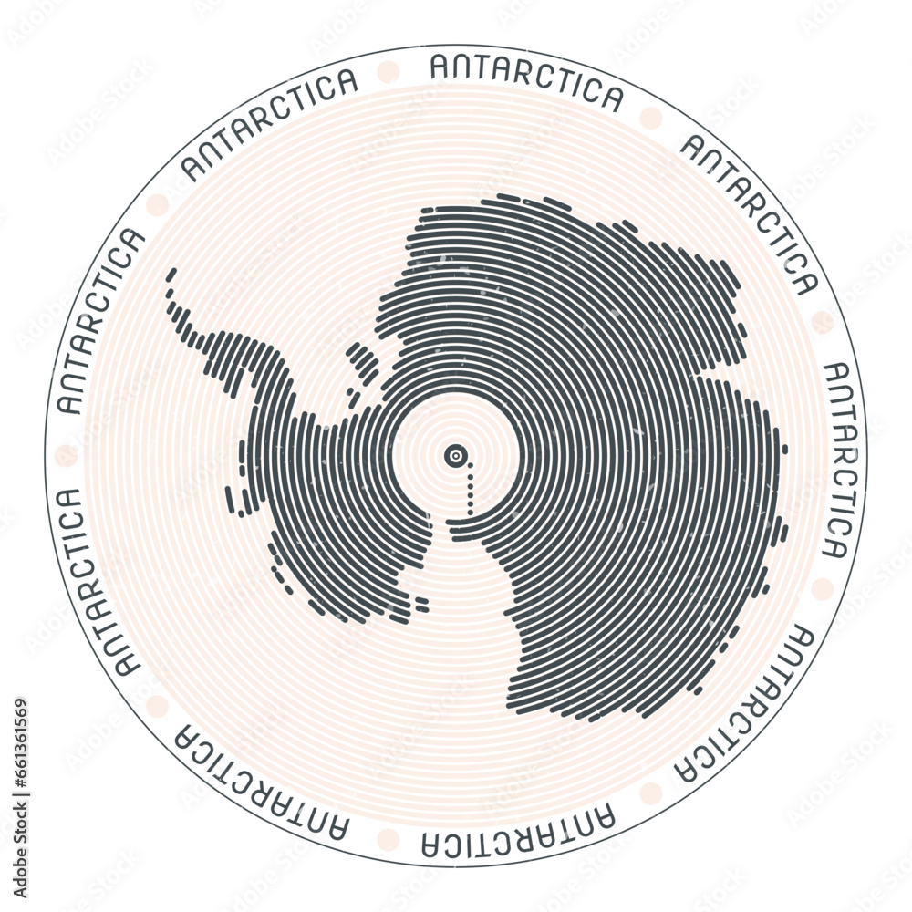 Antarctica shape radial arcs. Country round icon. Antarctica logo ...