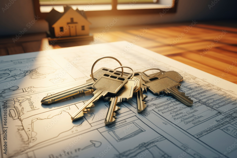 House key with a house shaped keychain. House model and keys. House ...