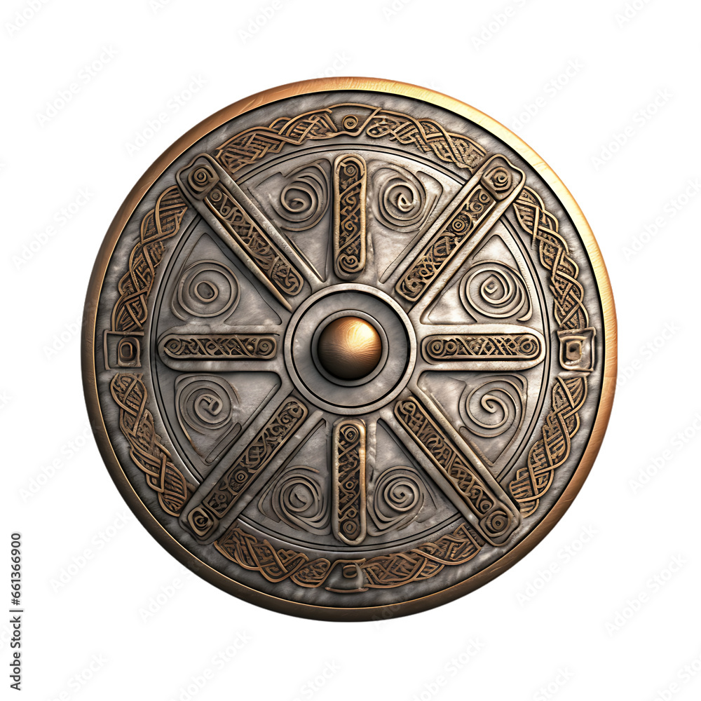 Ancient Celtic Concave Round Shield Isolated on Transparent or White ...