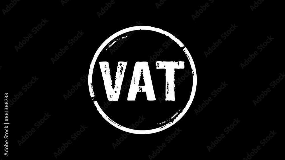 VAT stamp and hand stamping impact isolated animation. Value-added tax ...