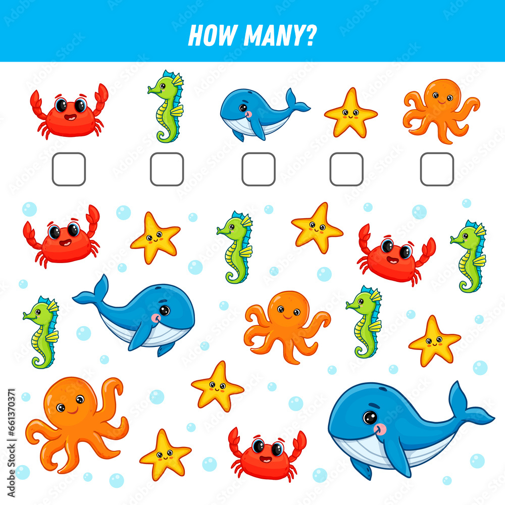 How many underwater animals are there. Count the number of animals ...