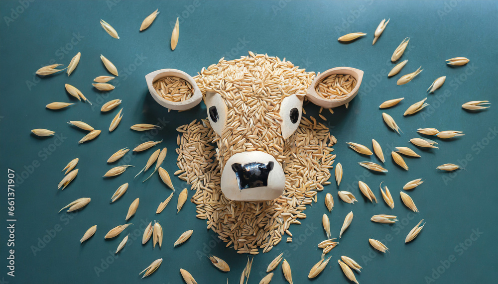 Oat-Crafted Cow Illustration: A Symbol of Plant-Based Milk ...