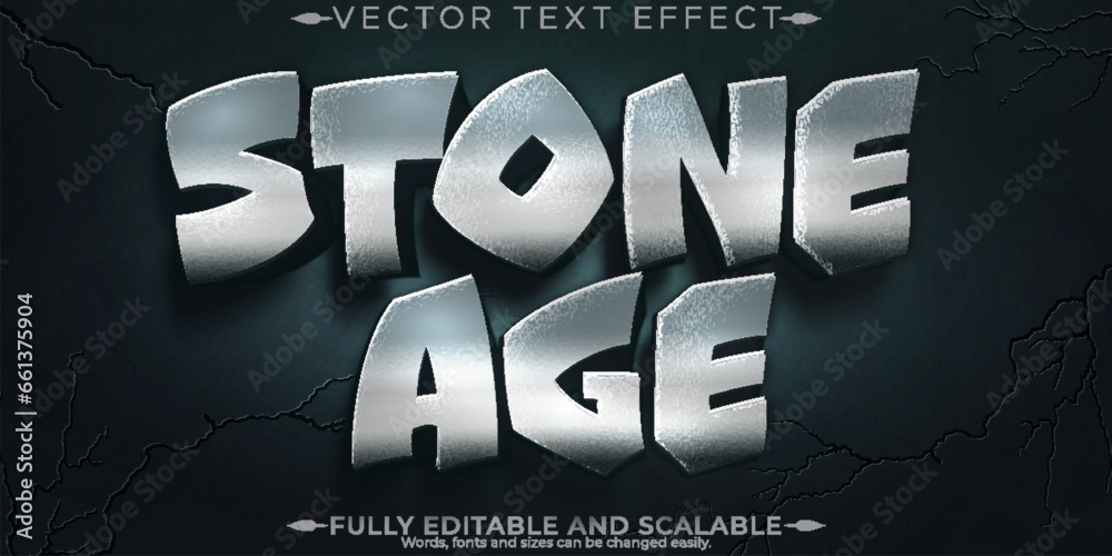 Editable text effect stone age, 3d stone and history font style Stock ...