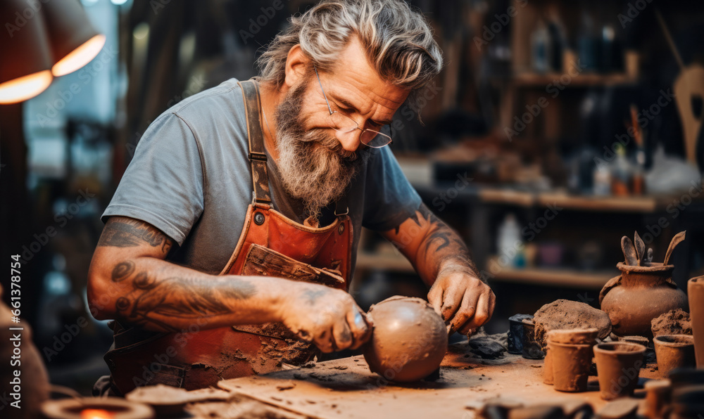 portrait of Craft Artist, who Create or reproduce hand-made objects for ...