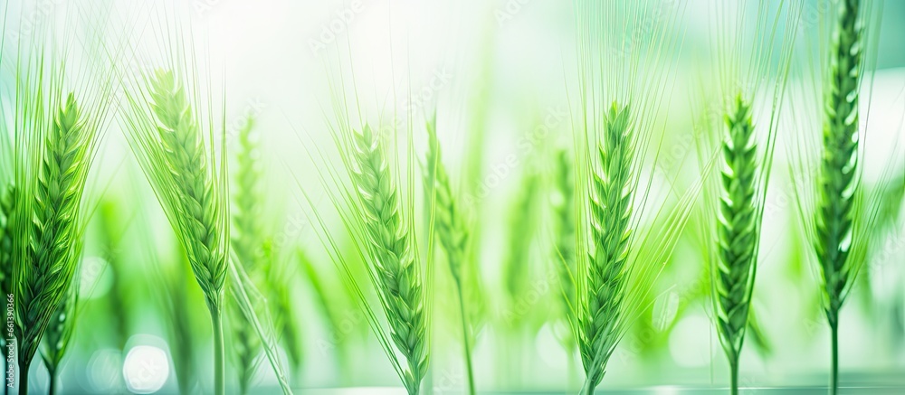Modified crops with enhanced DNA growing in a research center With ...