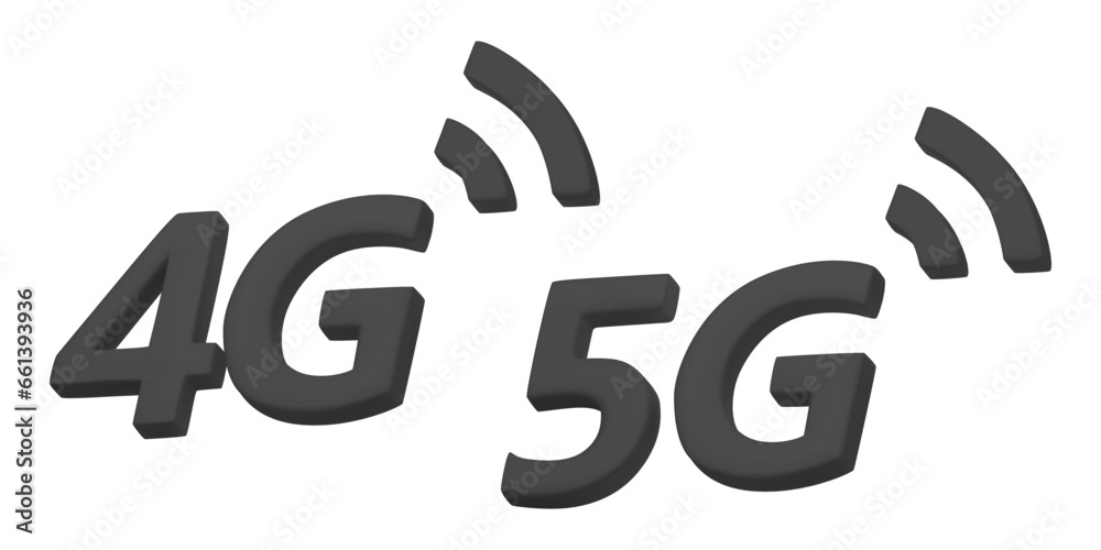 3D vector 4G, 5G icons. Wireless communication technology concept. High ...