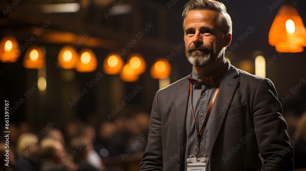 Showcase the dynamic essence of your conference with a close-up shot of ...