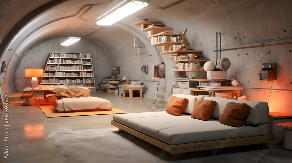 Foto de Interior of an underground bunker, place to hide from missiles ...