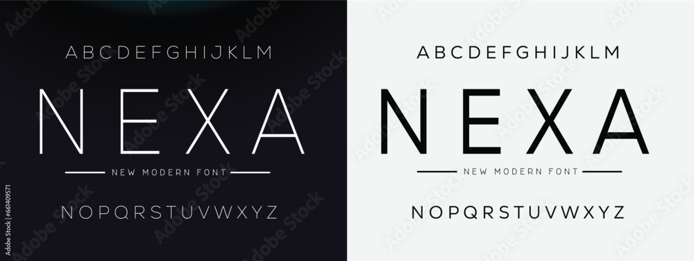 Modern thin and bold font. Regular Italic Number Typography urban style ...
