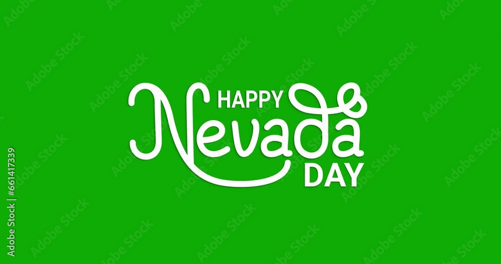 Happy Nevada Day animation text. Handwritten text calligraphy on the ...