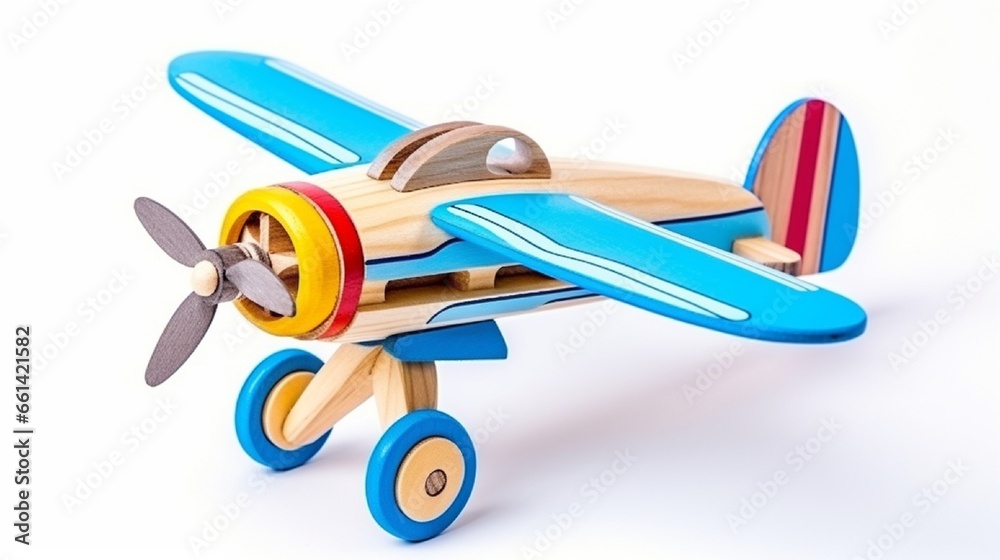 Isolated on white background, a handmade airplane. DIY (Do It Yourself ...