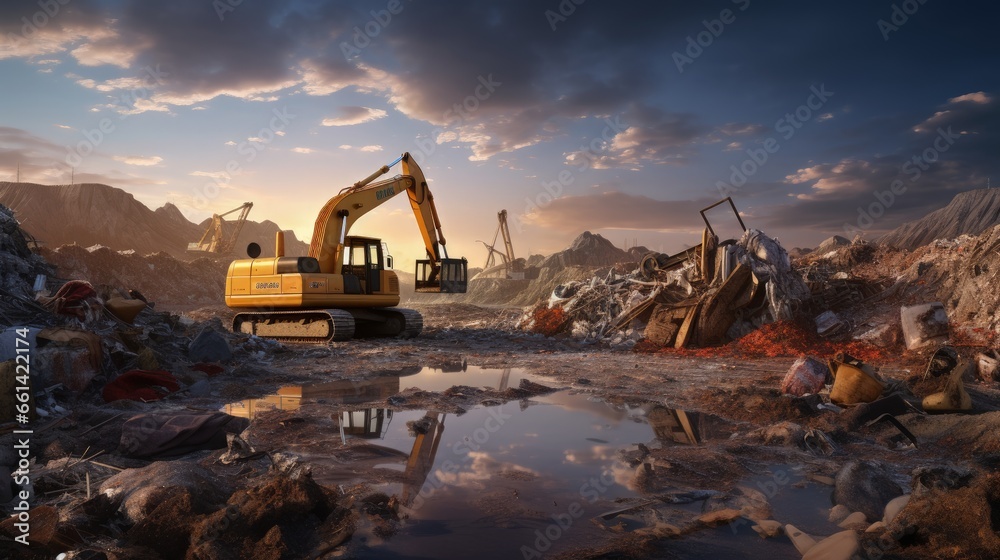 Landfill with Construction waste (CDW). Trash disposal for recycling ...