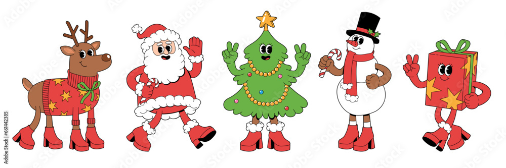 Merry Christmas and Happy New year characters. Santa Claus Christmas ...