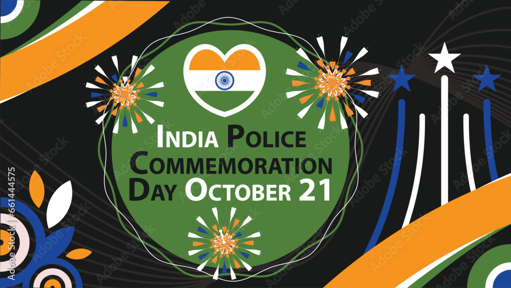India Police Commemoration Day vector banner design with geometric ...