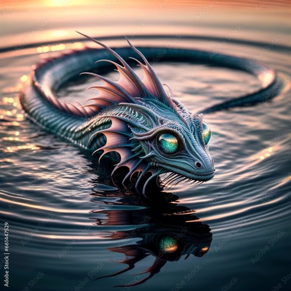 Eyes of the Abyss: The Mythical Water Sprite Emerges Stock Illustration ...