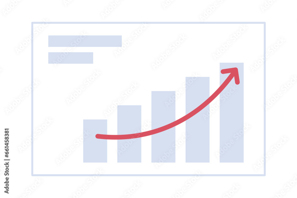 Bar graphs arrow rising up 2D cartoon object. Performance charts ...