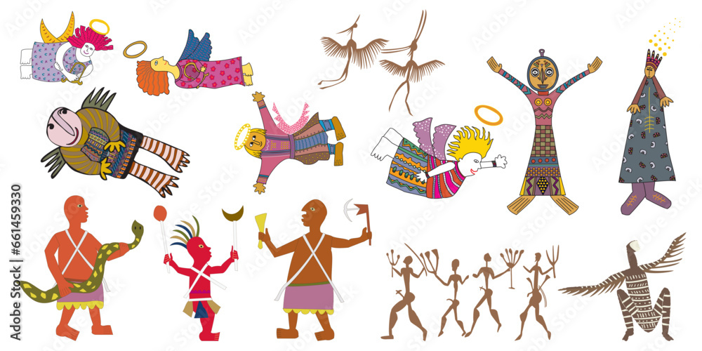 African Spiritual Ancient Artwork compendium vector illustrations ...