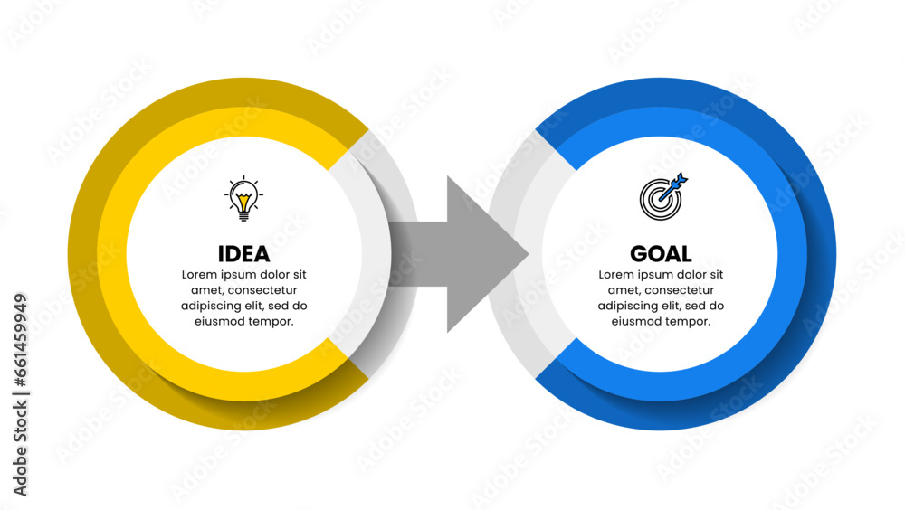 Infographic template. 2 circles with arrow and icons Stock Vector ...