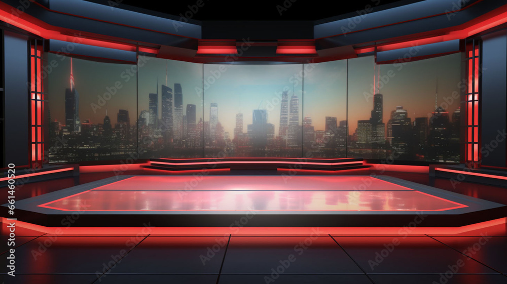 3D Rendered VR Stage TV Show: Mesmerizing Neon Red Lights, Cutting-Edge ...