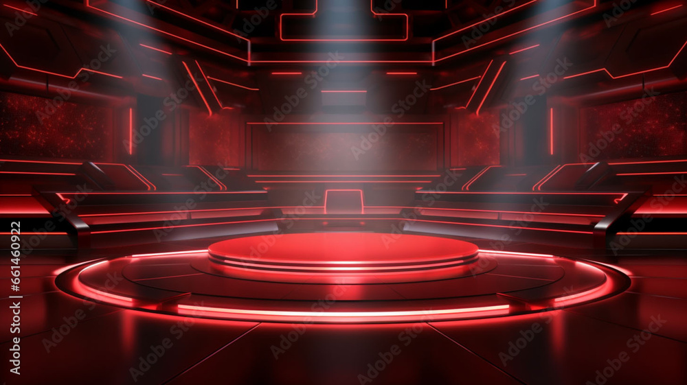 Crimson Illumination: A 3D Rendered VR Stage TV Show with Neon Red ...