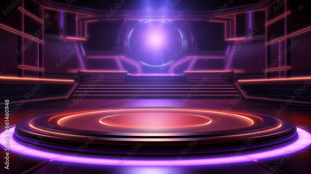 3D VR Extravaganza: A Full Shot of a 3D Rendered TV Show Stage with ...