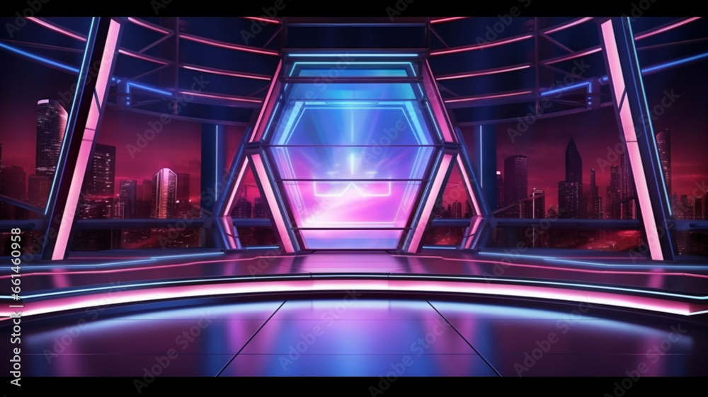 Immersive Spectacle: Full Shot of a 3D Rendered VR Stage TV Show with ...
