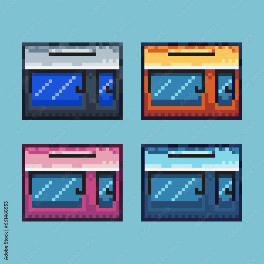 Pixel art sets of microwave with variation color item asset. Simple bits of microwave on ...