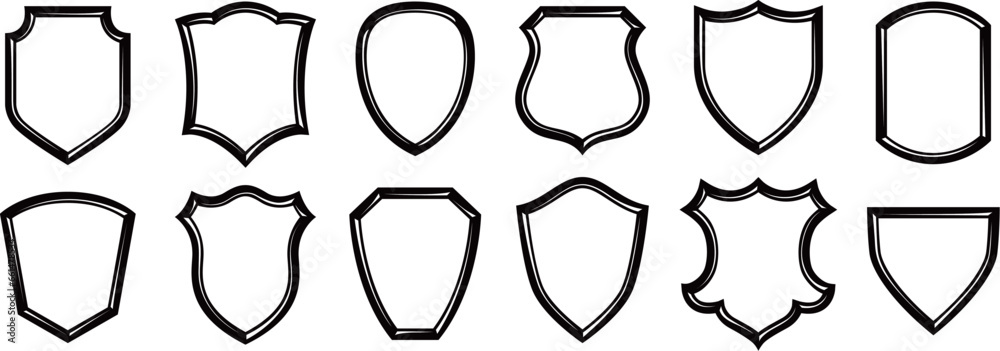 Badge shapes. Shields set. Patch template, different insignia badges ...