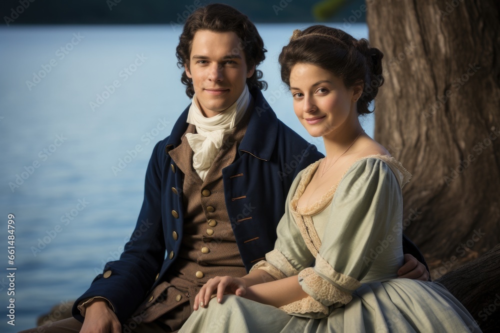 Young Married Couple in Regency Era Clothing Royal Vintage Victorian ...