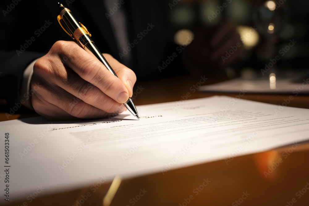 Signing a Document - Agreement Being Signed, Close Up of a Contract ...