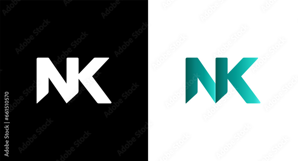Initial Letter N and K Abstract Logo Design Vector Template. Graphic ...