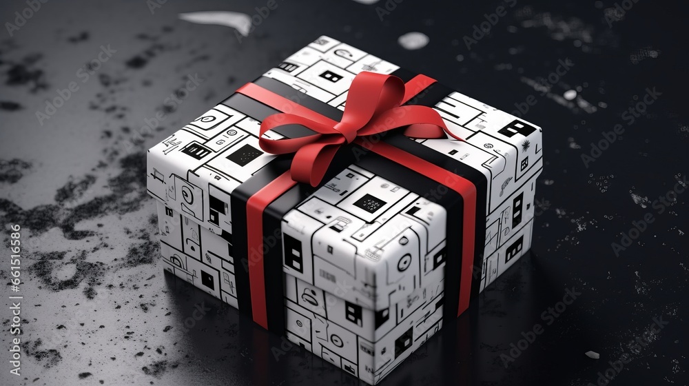 A gift box with bold and modern typography as the main design element ...