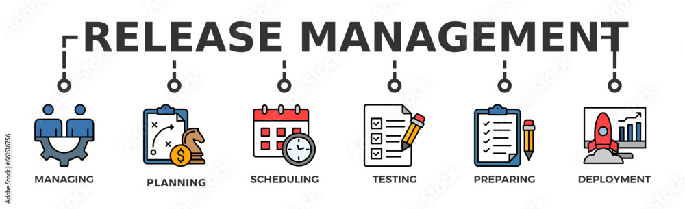 Release management banner web icon vector illustration concept with ...