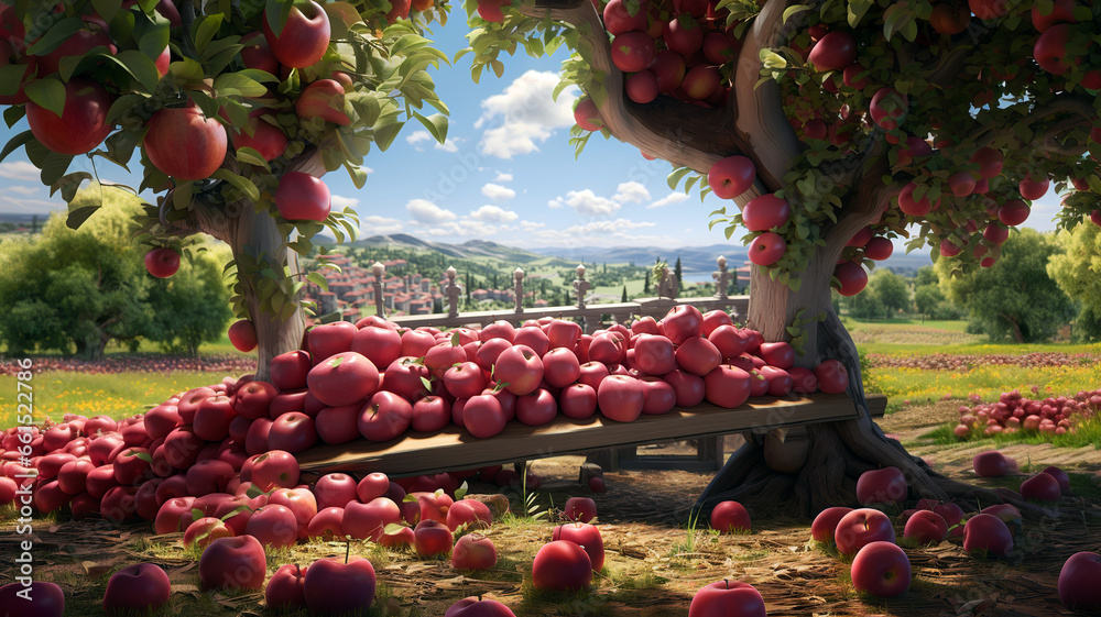 Two apple trees that produced many apples, many apples everywhere and ...