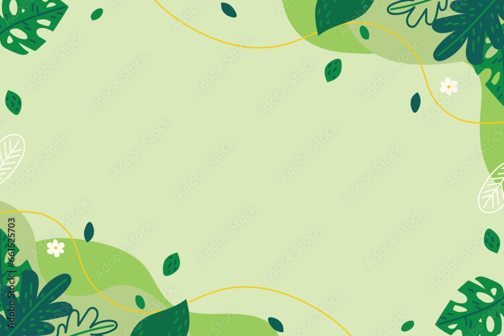 World environment day banner with leaf plant on green background vector ...