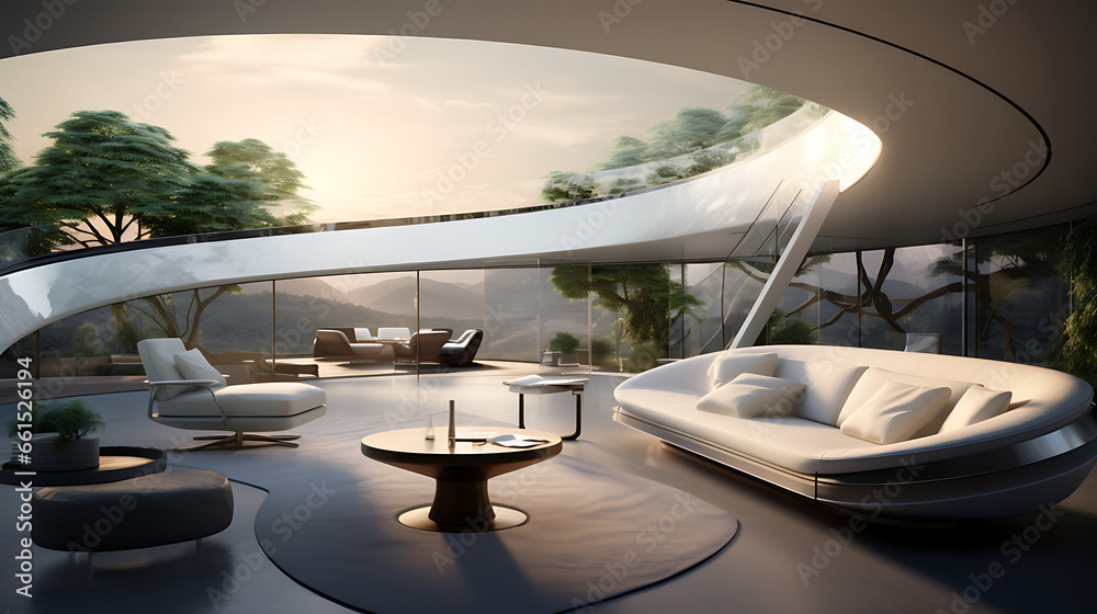 Immerse yourself in a futuristic home of the future, where sleek ...