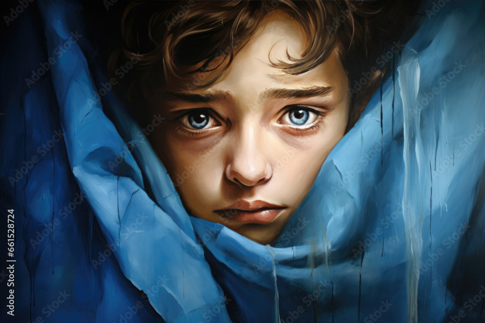 A devastated child of Jewish origin affected by the Israeli military ...