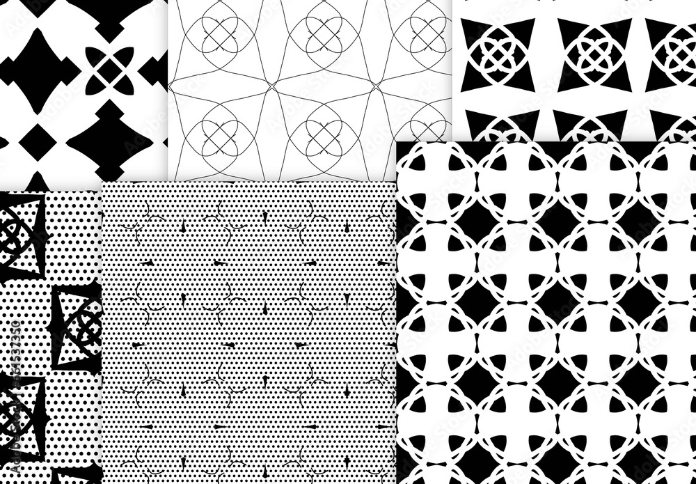 Seamless Pattern Collection with Simple Black and White Geometric ...