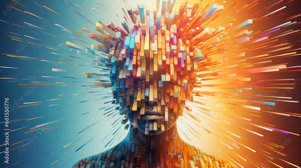 Human disintegrates into little multicolored fragments symbolizes ...