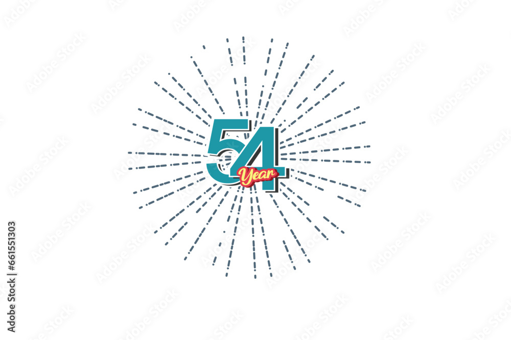54th, 54 years, 54 year anniversary year anniversary blue color number ...