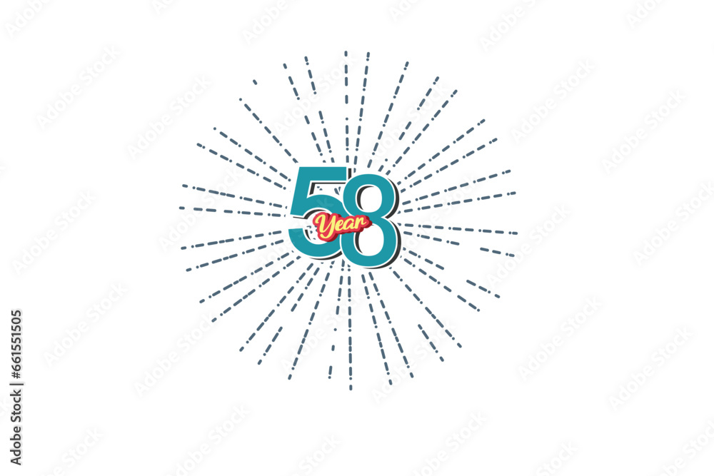 58th, 58 years, 58 year anniversary year anniversary blue color number ...