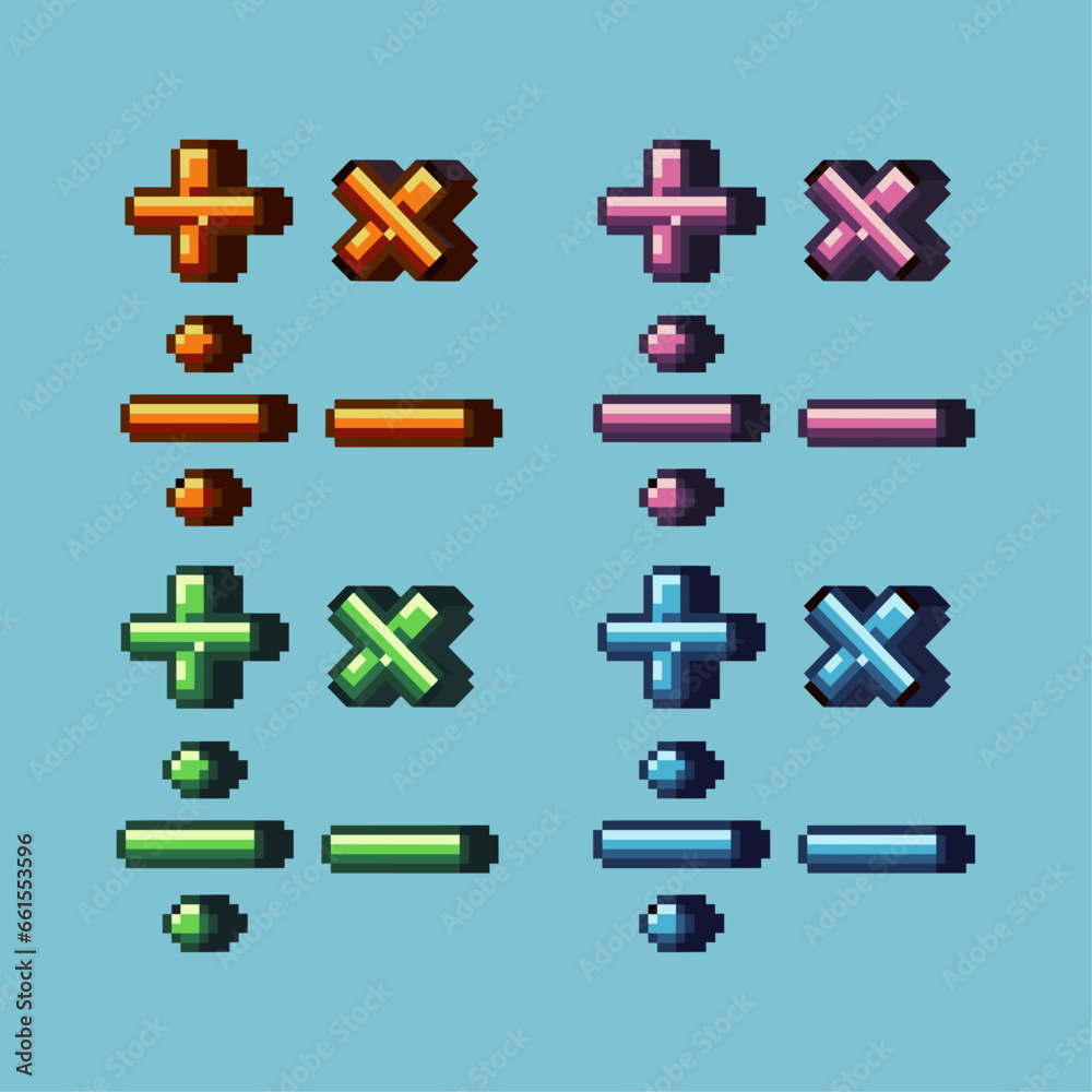 Isometric Pixel art 3d of math calculation for items asset. Mathematics ...