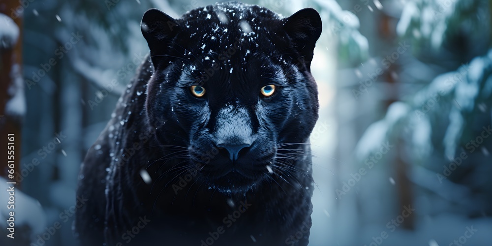 Silent Majesty: Black Panther in the Winter's Embrace" | Background ...