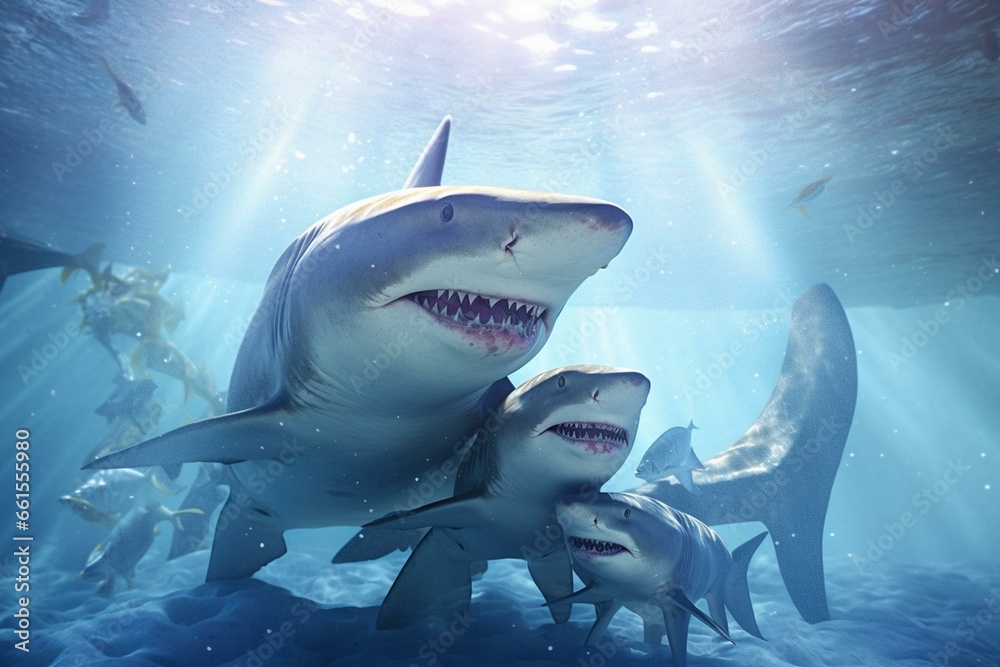 Affectionate bond between shark mother and children showcased in ...