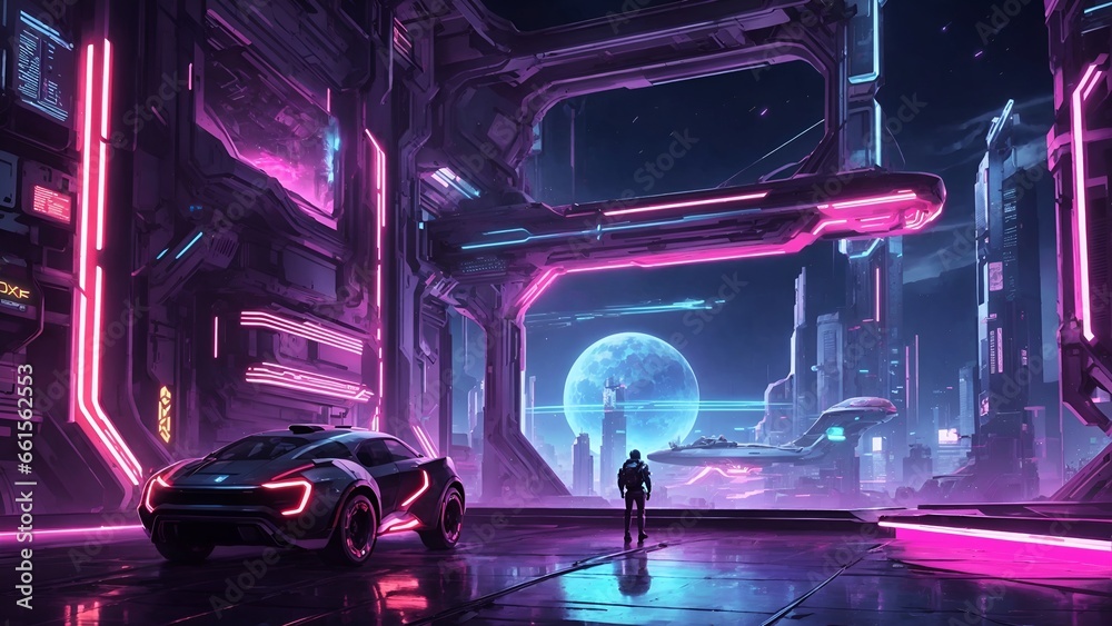 Explore a futuristic world filled with neon lights and advanced ...