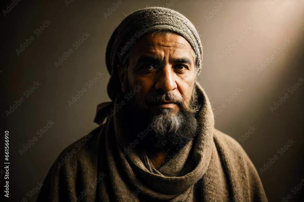 Portrait of the of the old age, bearded Middle Eastern man wearing ...