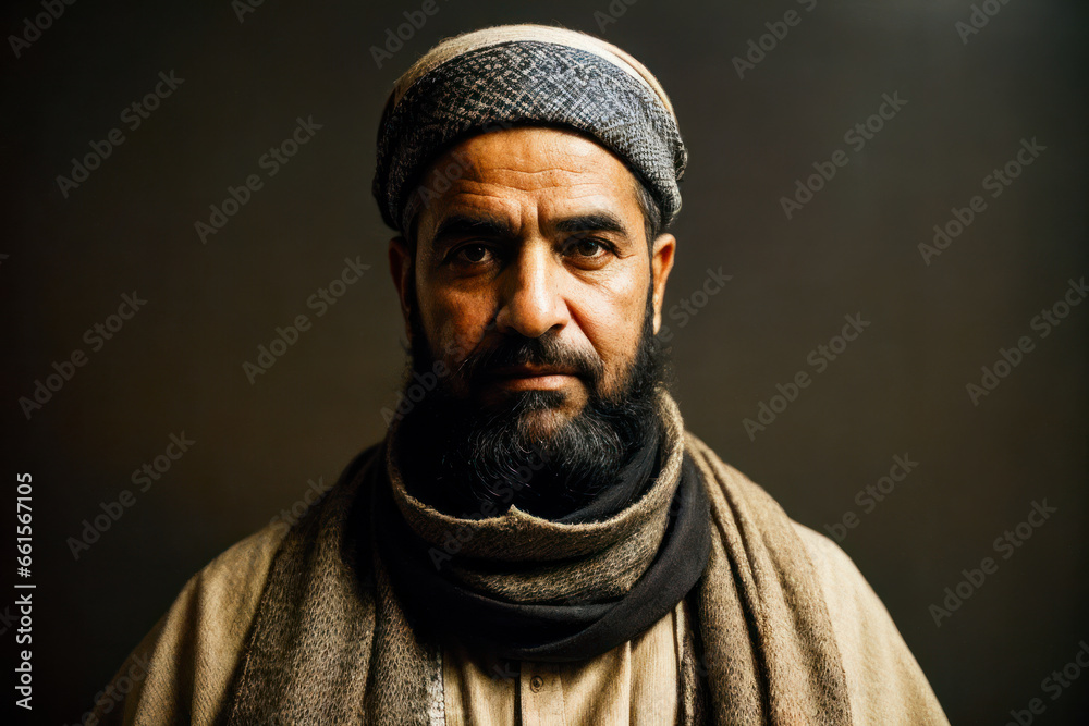 Portrait of the of the old age, bearded Middle Eastern man wearing ...